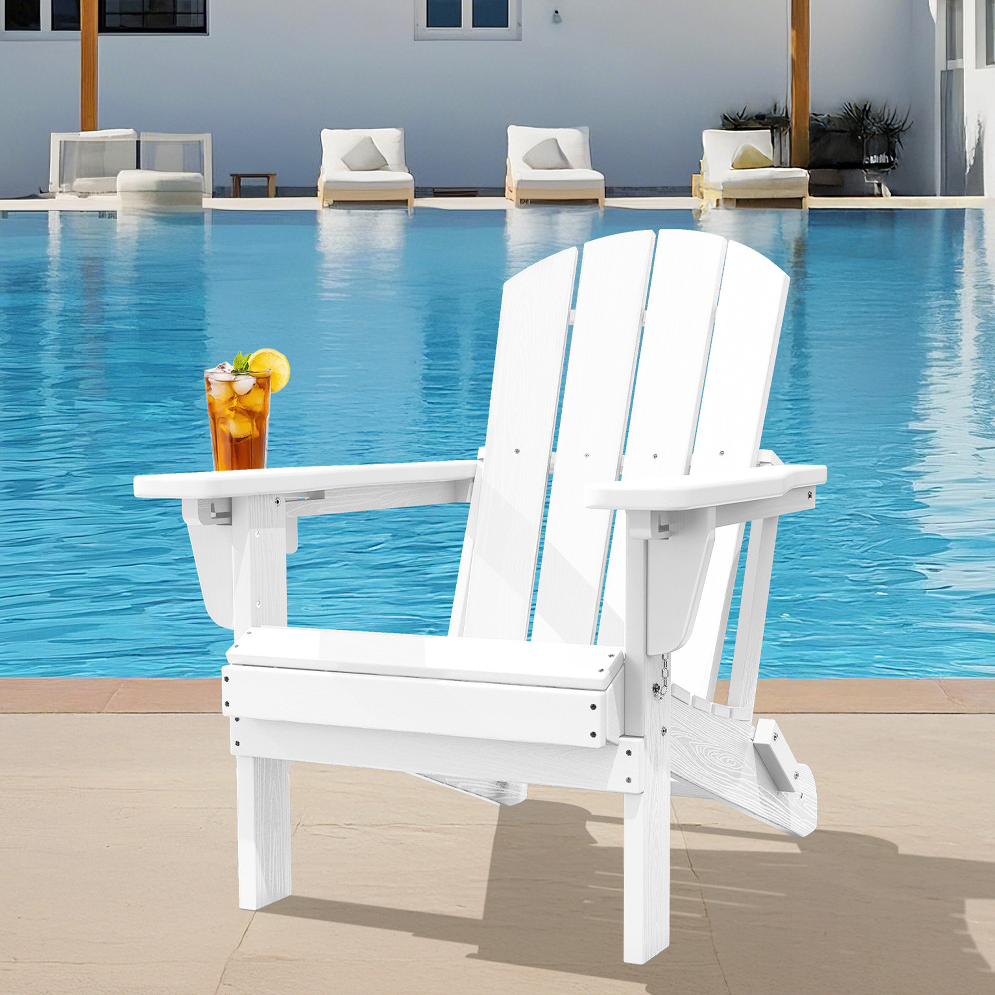 Highland Dunes HDPE Outdoor Foldable Adjustable Back Adirondack Chair ...