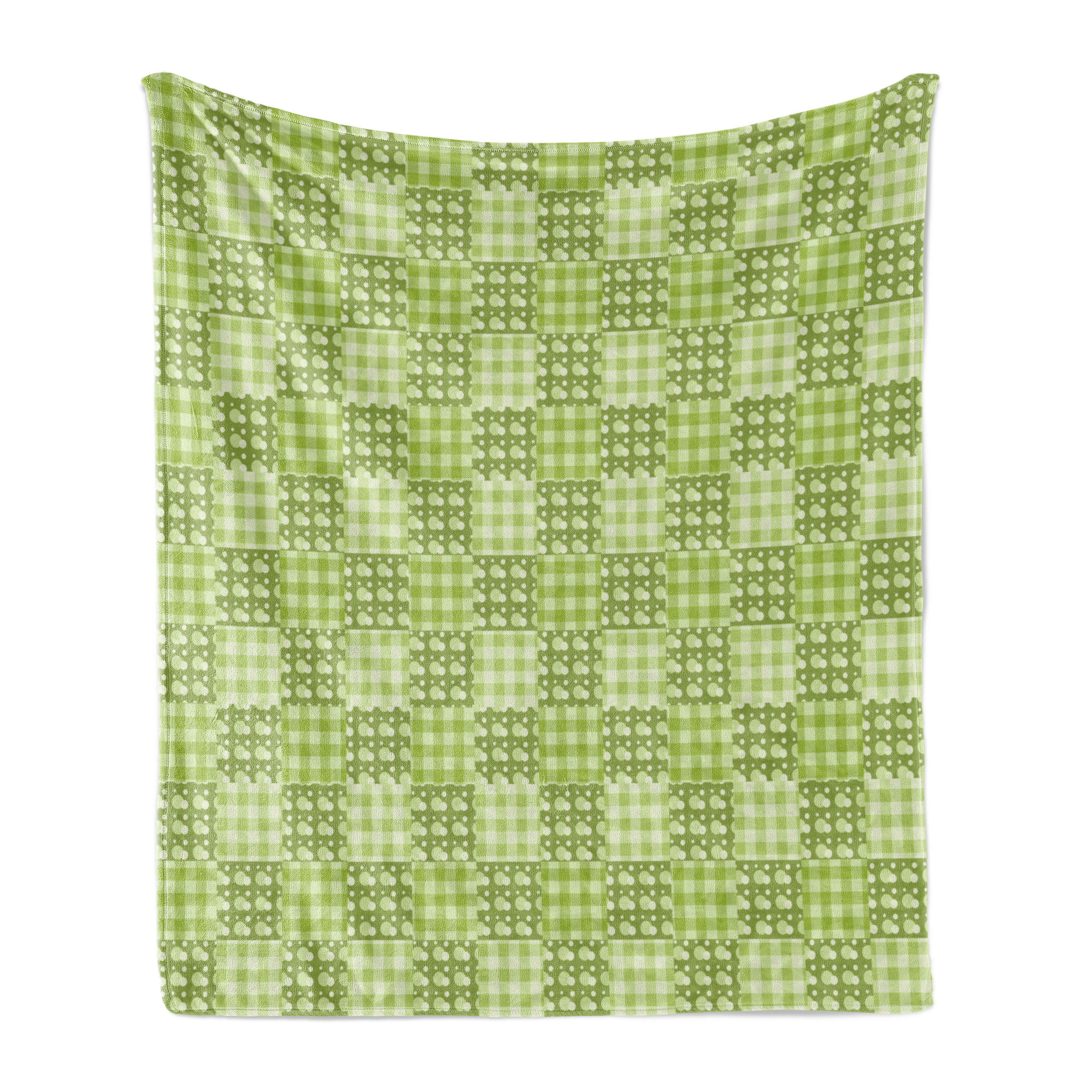 Ambesonne Lime Green Fleece Throw Blanket Patchwork Simple Art Pale ...