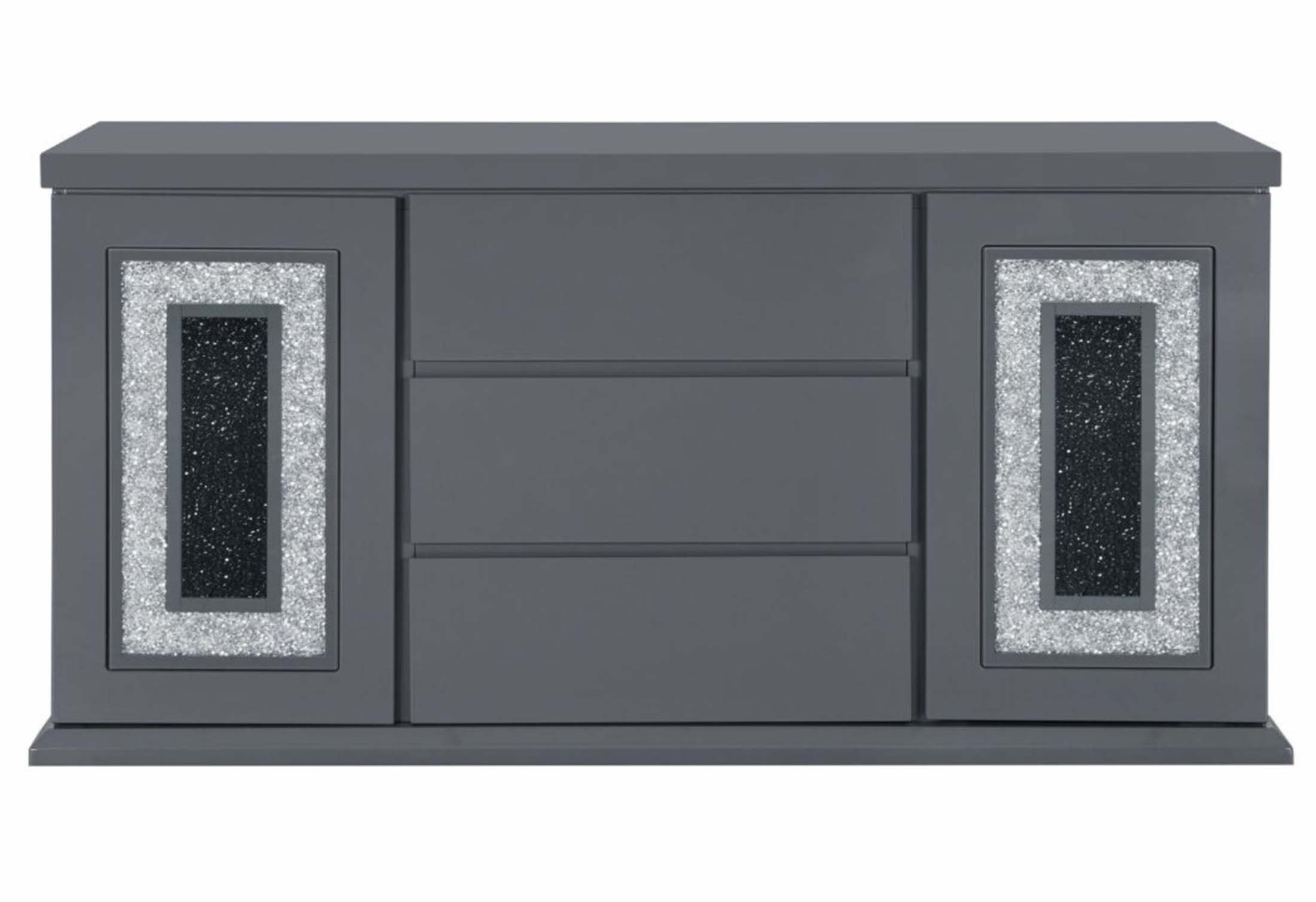 Wrought Studio™ Stylish Grey Buffet With High Gloss Finish And Clear ...