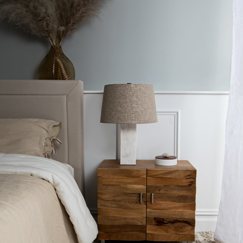 Wrought Studio™ , Solid Rectangle White Marble Base Table Lamp | Wayfair