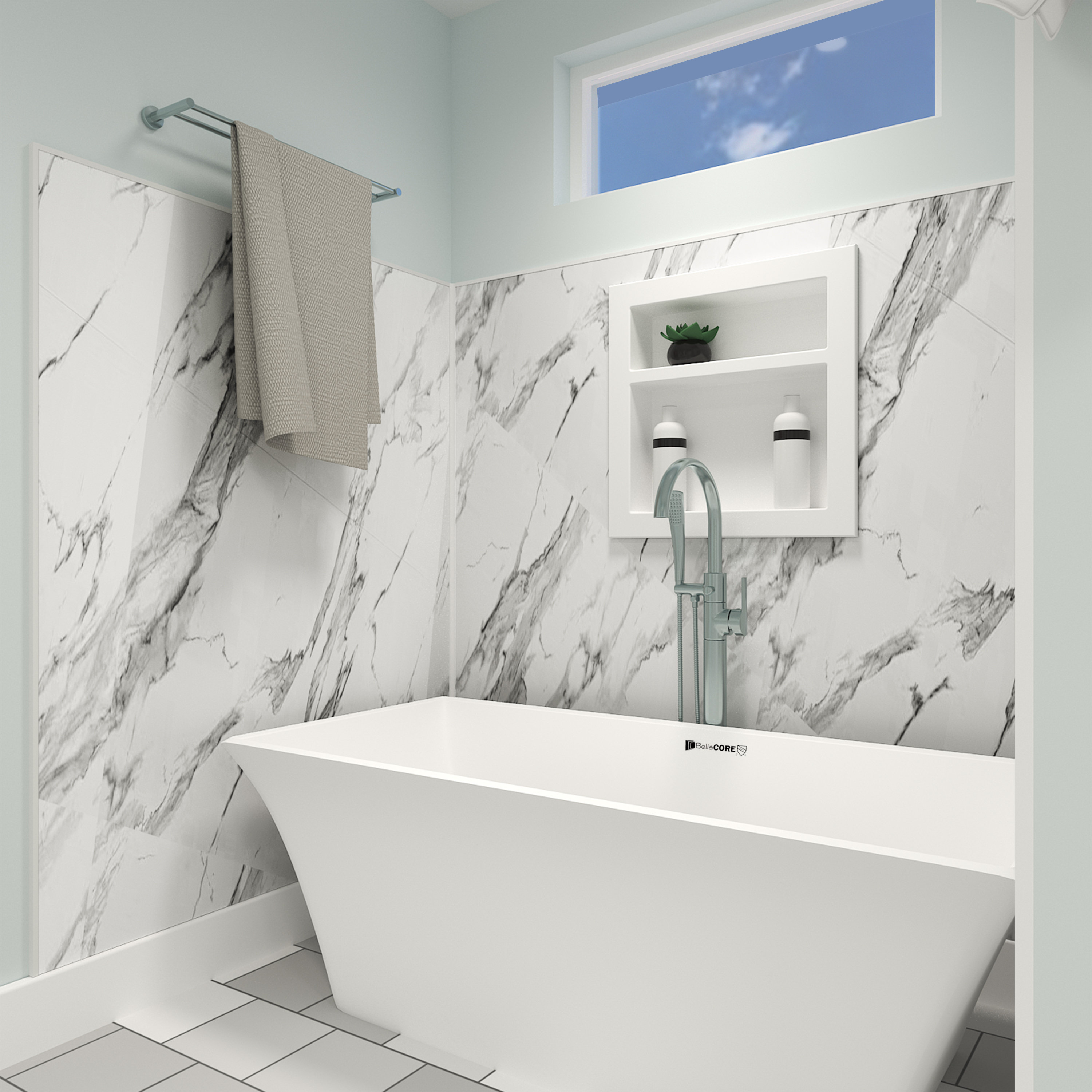 Bella CORE Atticus Poly Tub And Shower Surround With White Trim ...