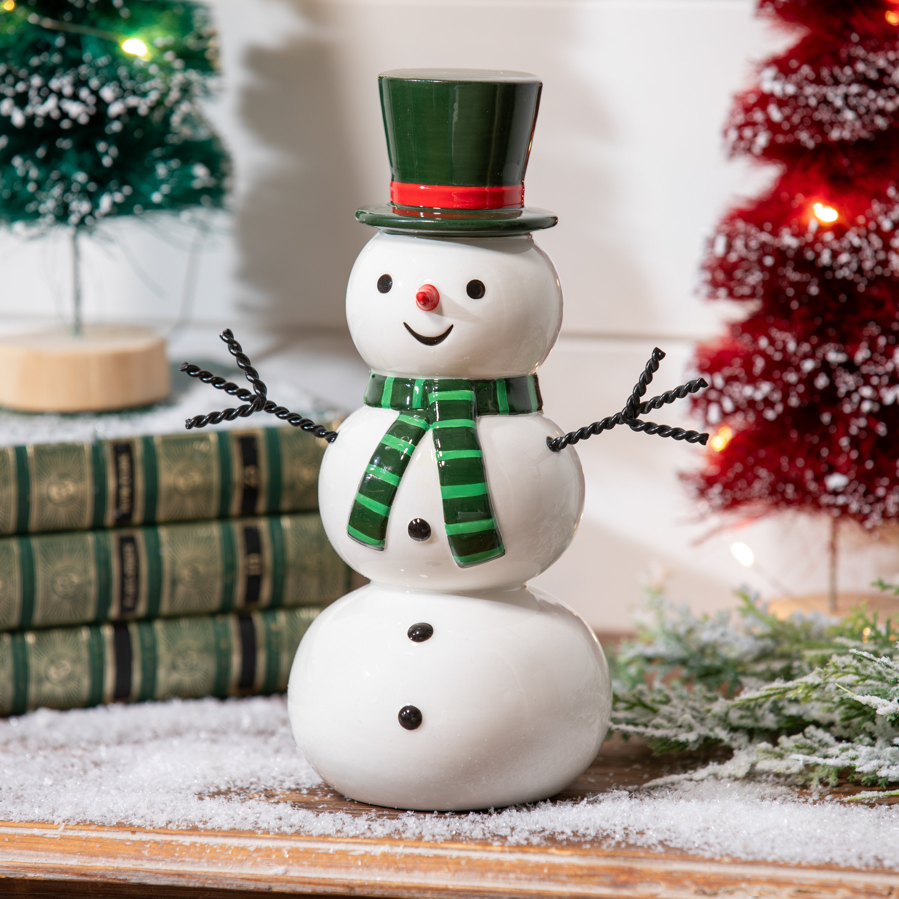 The Holiday Aisle® 8.75" Ceramic Snowman Table Decor | Wayfair