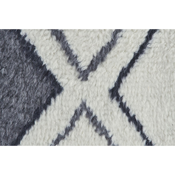 Ashley Stark Home Arielle Hand Knotted Wool Geometric Area Rug in Slate ...