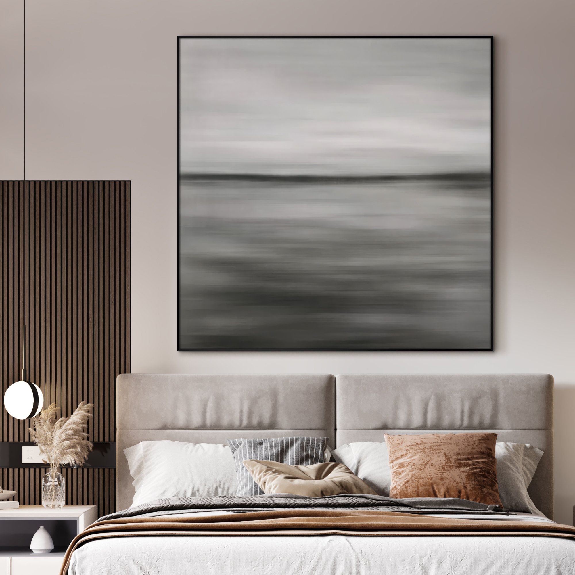 SIGNLEADER Extra Large Monochrome Abstract Wall Art Print - Blurred ...