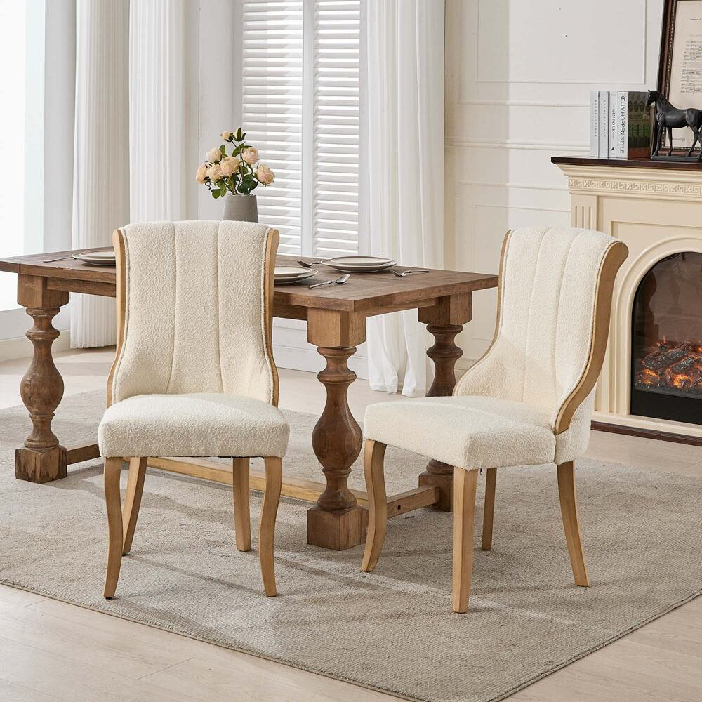 Rosdorf Park Snow Velvet Dining Chairs with Curved Wood Upholstered ...