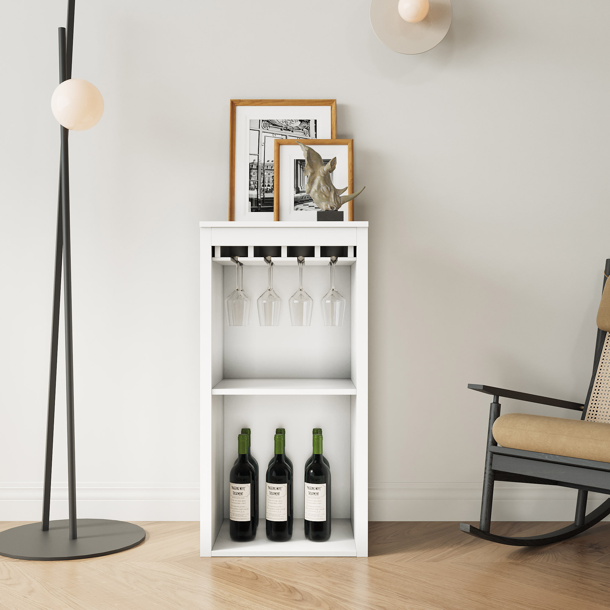 Winston Porter Rentsch Modular Wine Bar Cabinet with Storage Shelves ...