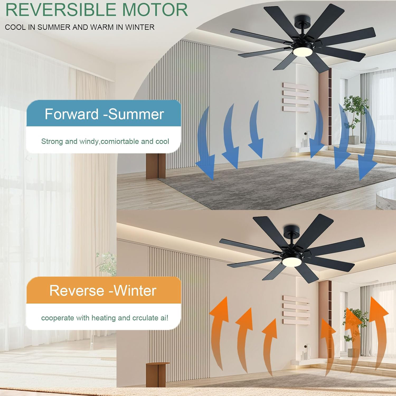Wrought Studio™ 48 Inch Ceiling Fans With Lights And Remote/APP Control ...