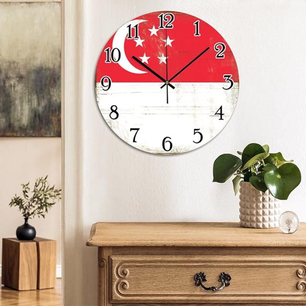 Ophelia & Co. Singapore National Flag PVC Art Clock Singapore ...