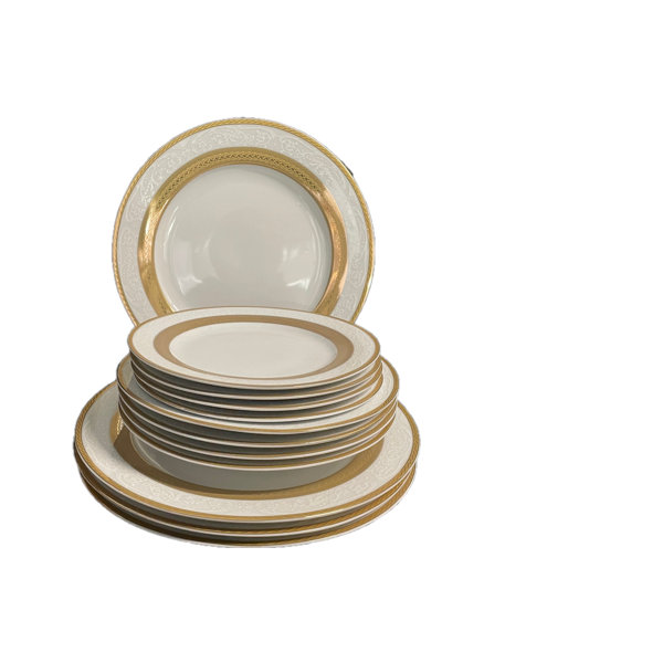 Mercer41 Imperial Fine Porcelain Gold Rope Design Dinner, Service For 4 ...