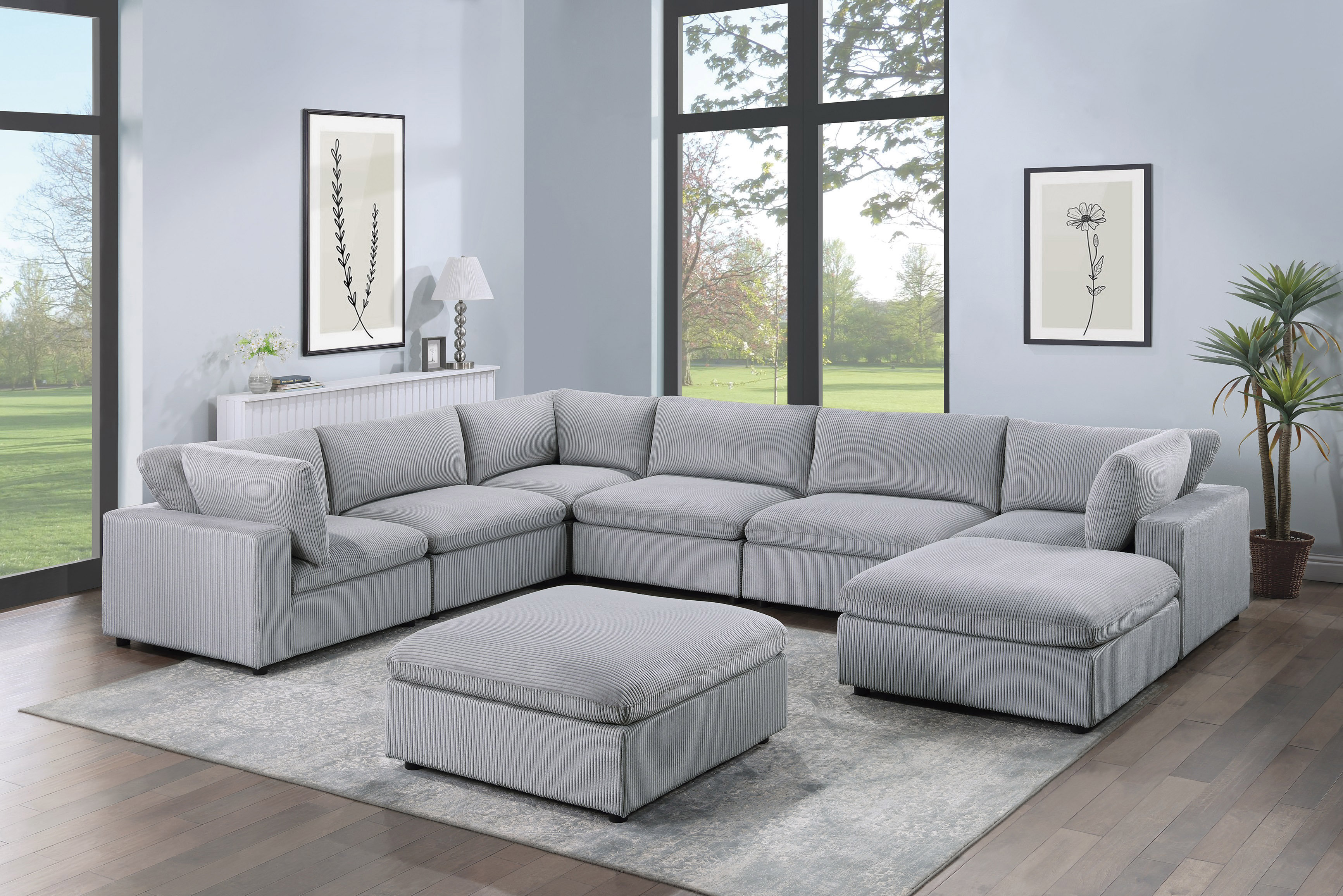 Hokku Designs 8Pc Modular Sectional Set Corduroy Upholstery Couch 3X ...