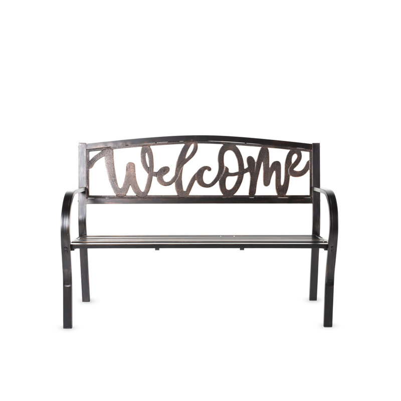 Trinx Ieva Welcome Metal Garden Bench | Wayfair