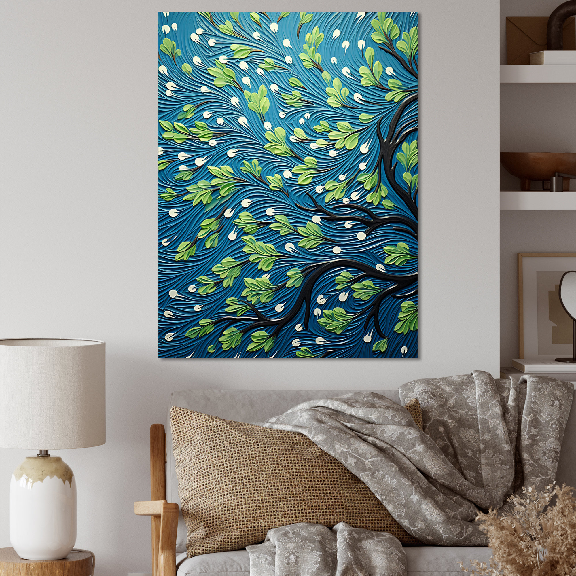 Wildon Home® Green And Blue Tree Dance - Tree Sycamore Wall Art | Wayfair