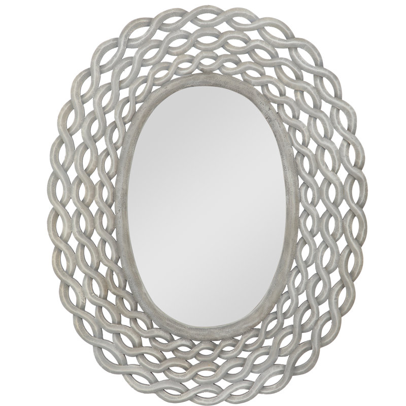 Wrought Studio Leonard Round Wood Wall Mirror | Wayfair
