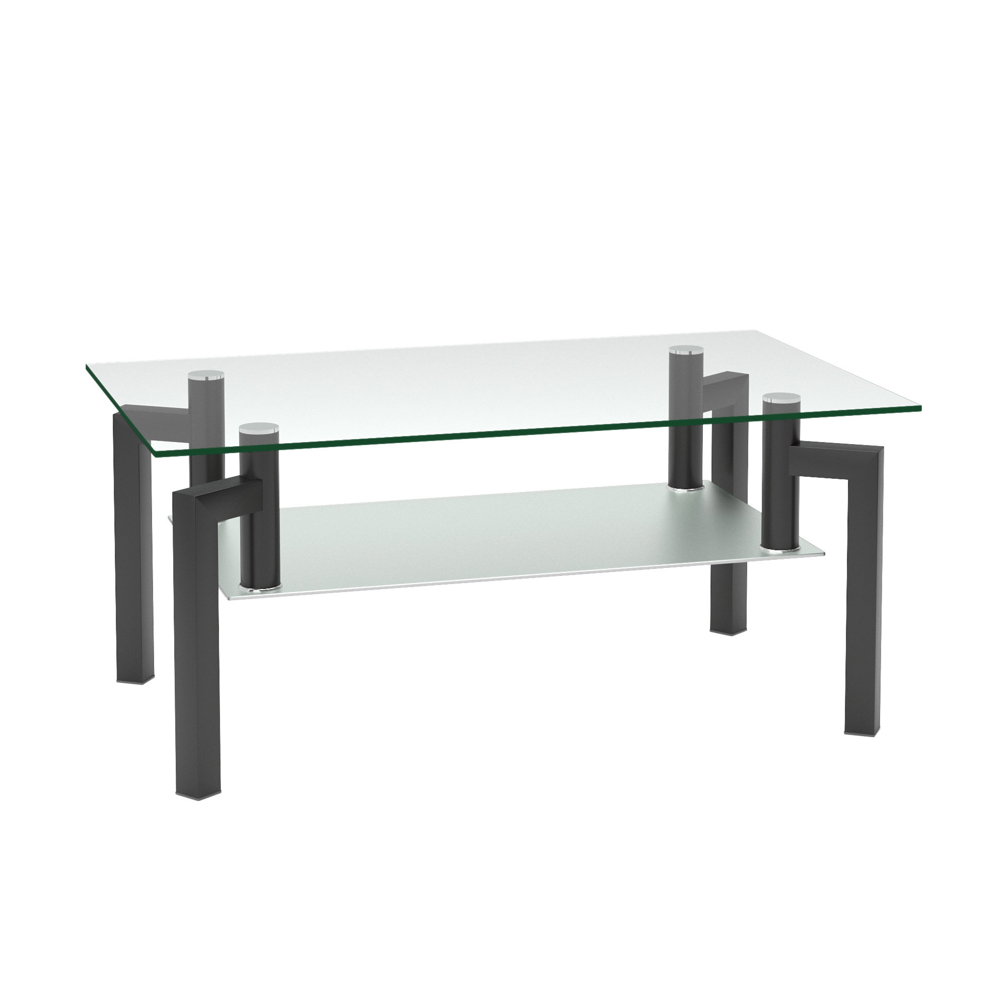 LOONGFIELD Rectangle Black Glass Coffee Table, Clear Coffee Table ...