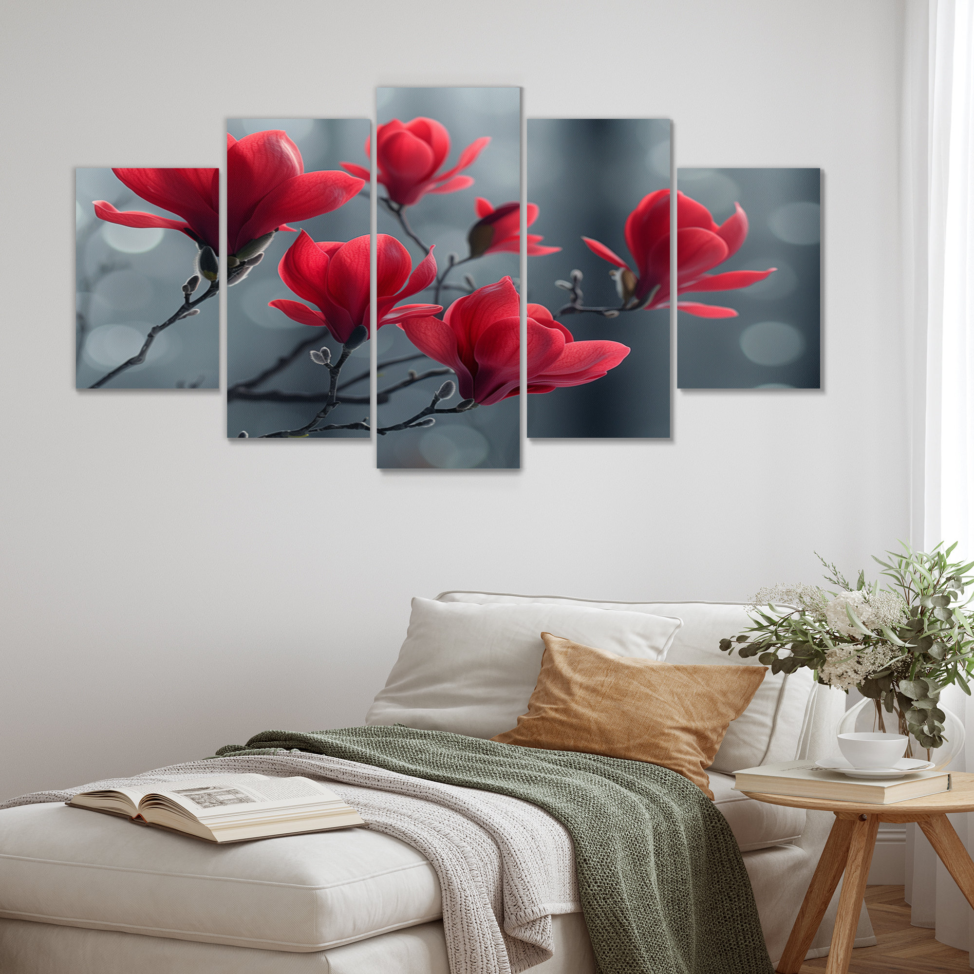 Winston Porter Red Grey Garden Glamour Summer Magnolias Photo ...