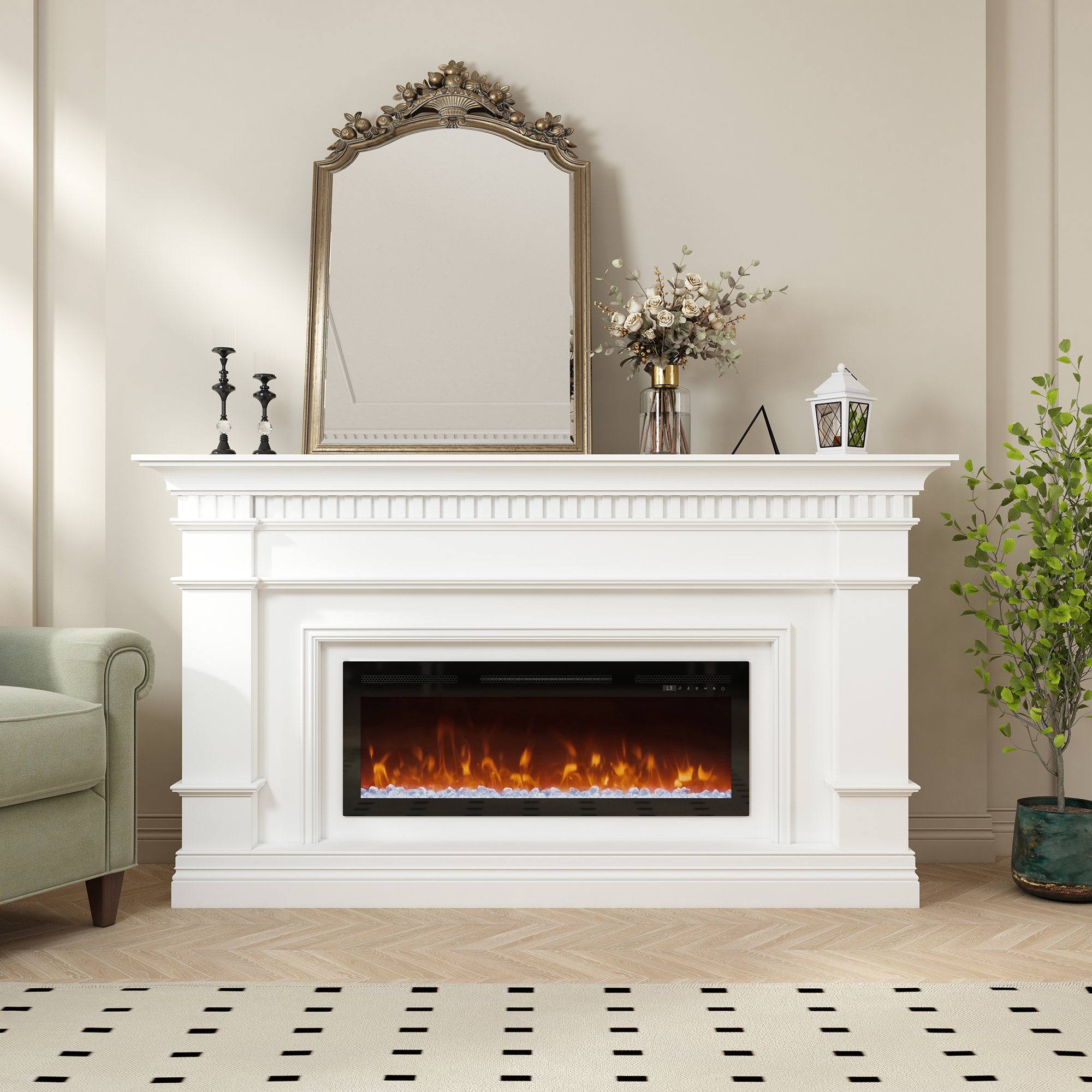 Symple Stuff 36 inches Inserted Electric Fireplace with Remote | Wayfair