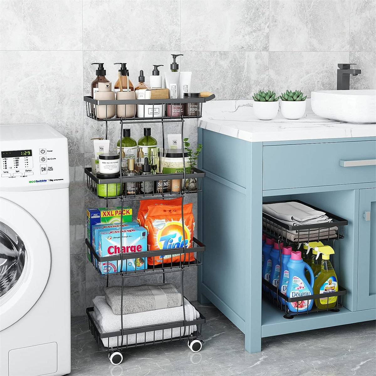 Rebrilliant Fruit Vegetable Storage Basket For Kitchen - 4 Tier Slim ...