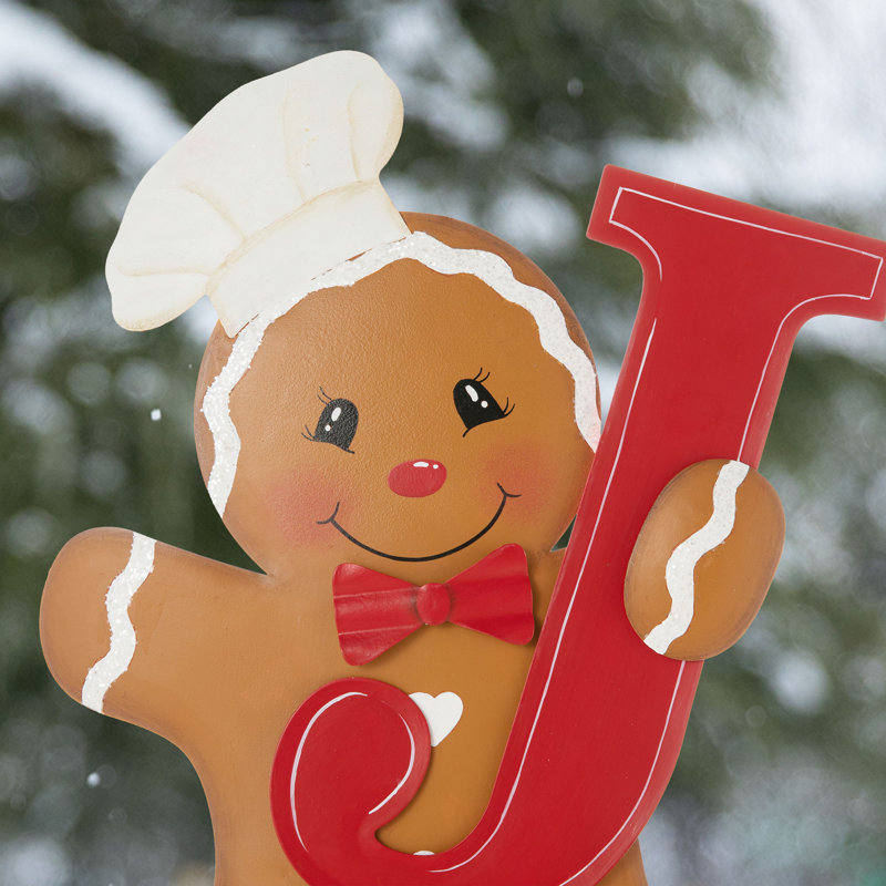 The Holiday Aisle® 46.75"H Metal Christmas JOY Gingerbread Man Yard ...