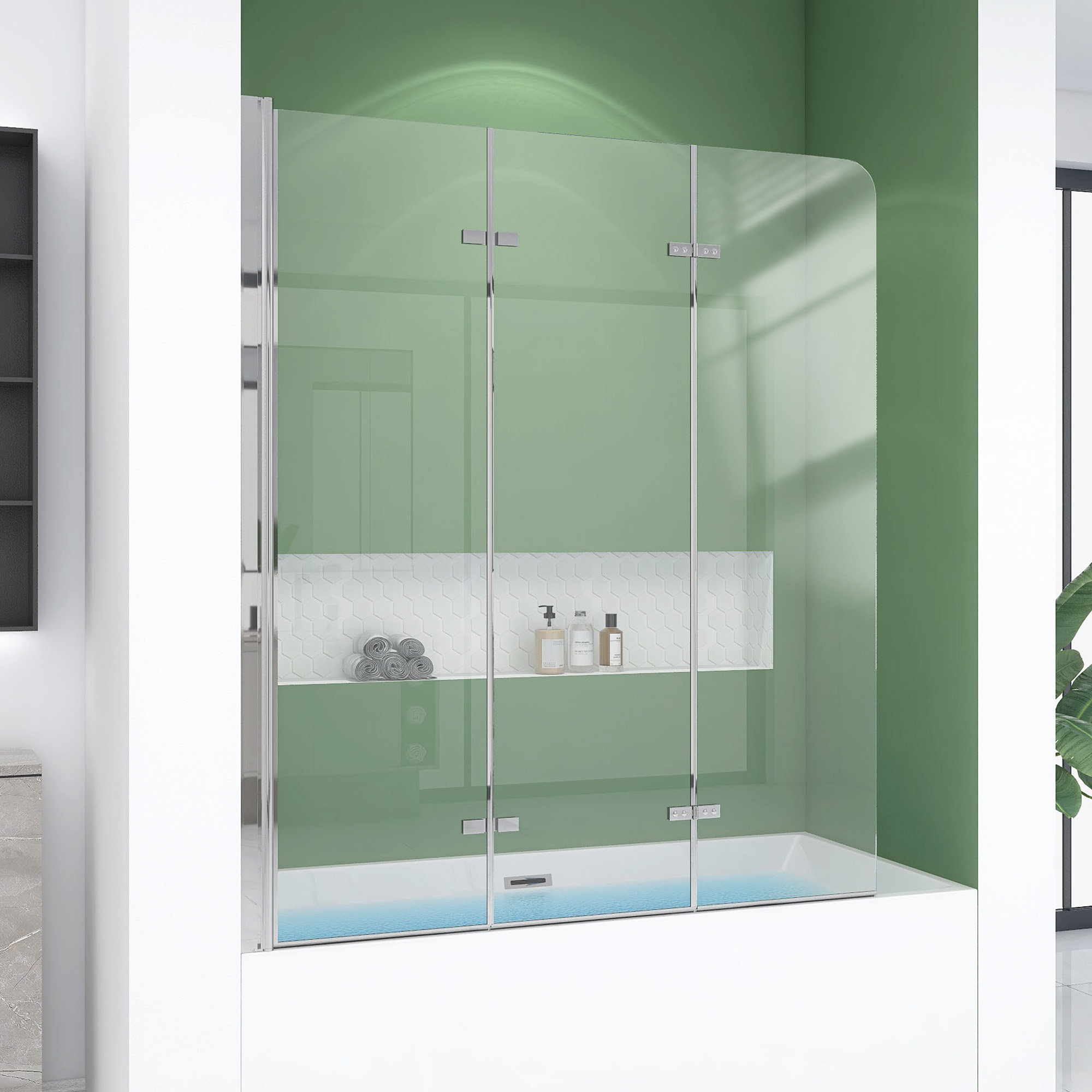 tri fold bath screen