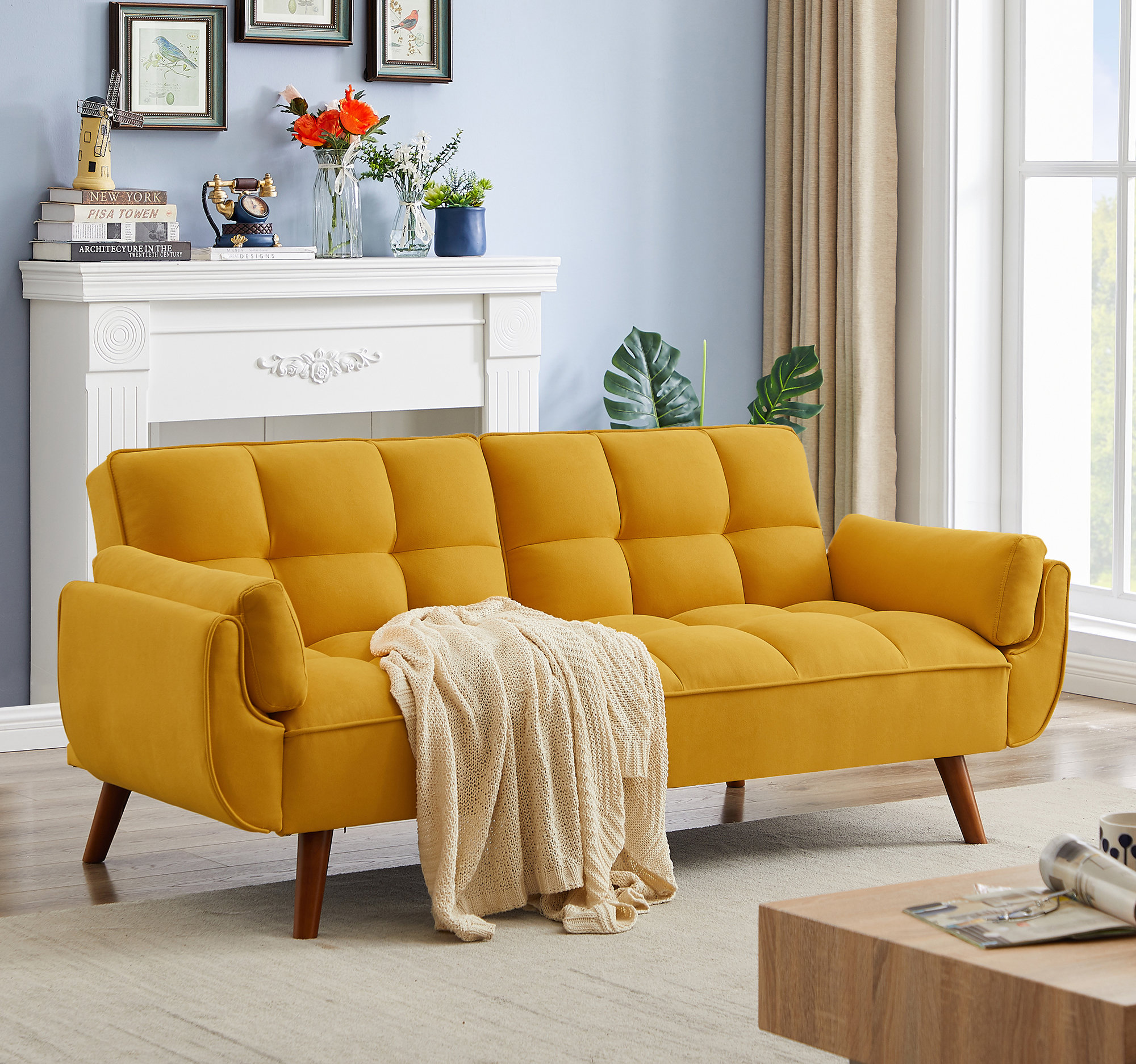 George Oliver Jalena 75" Flared Arm Convertible Sleeper Sofa & Reviews ...