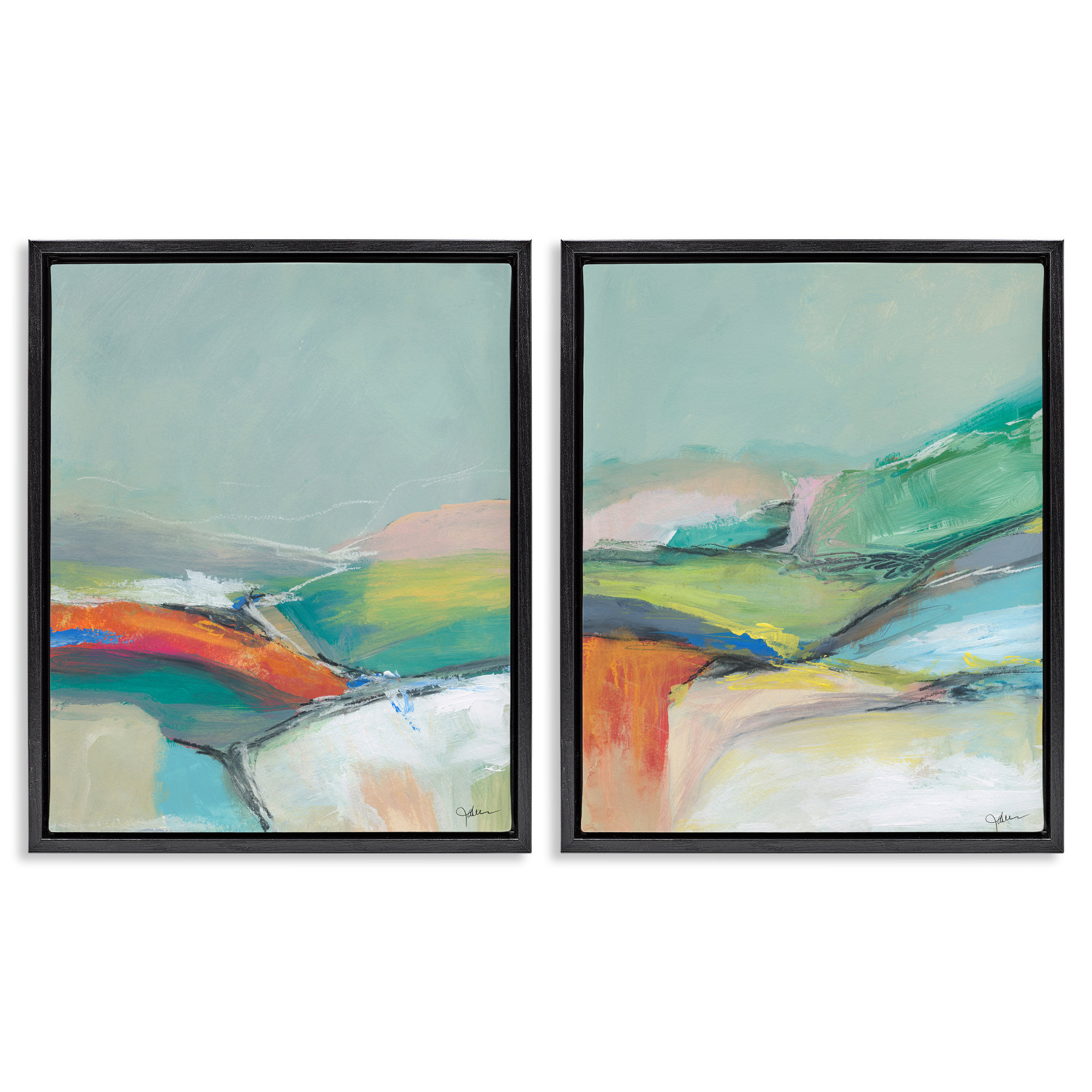 Ivy Bronx Impressionist Pastel Landscape 2 PC Framed Floater Canvas Set ...