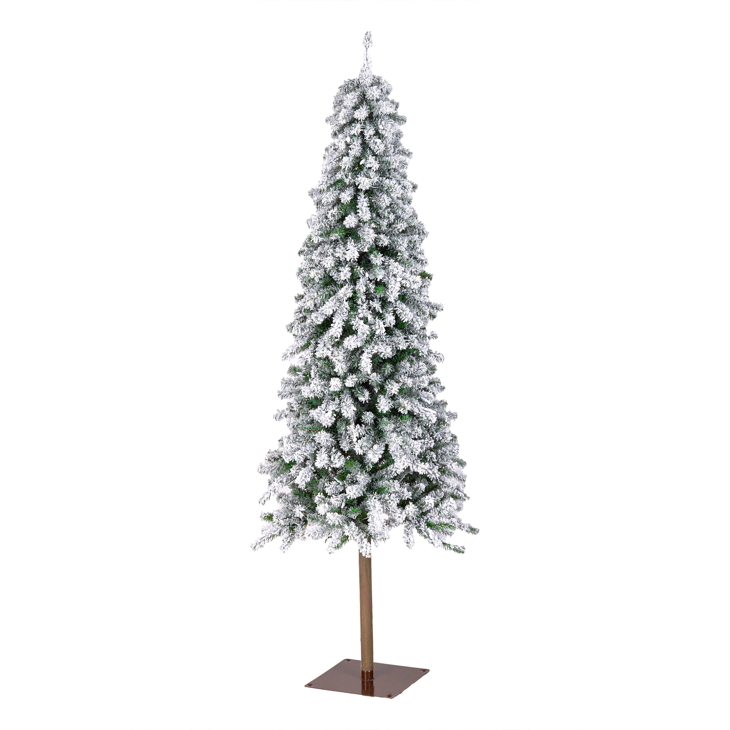 The Holiday Aisle® 6.5ft. Snowy Grand Alpine Pencil Slim Tree with ...