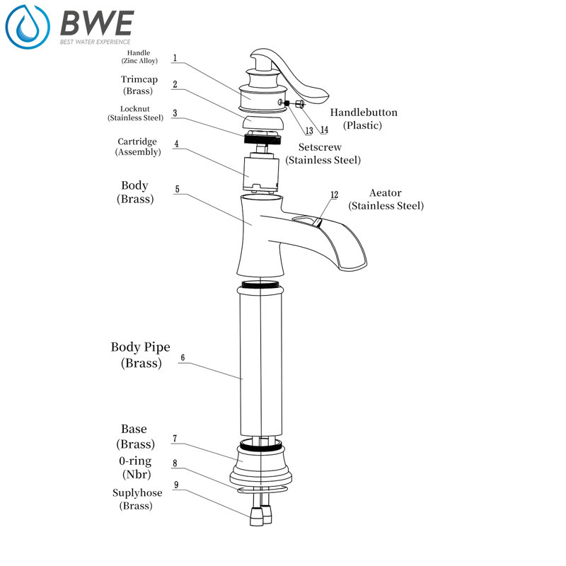 BWE Vessel Sink Faucet Single-handle Bathroom Faucet with Drain ...