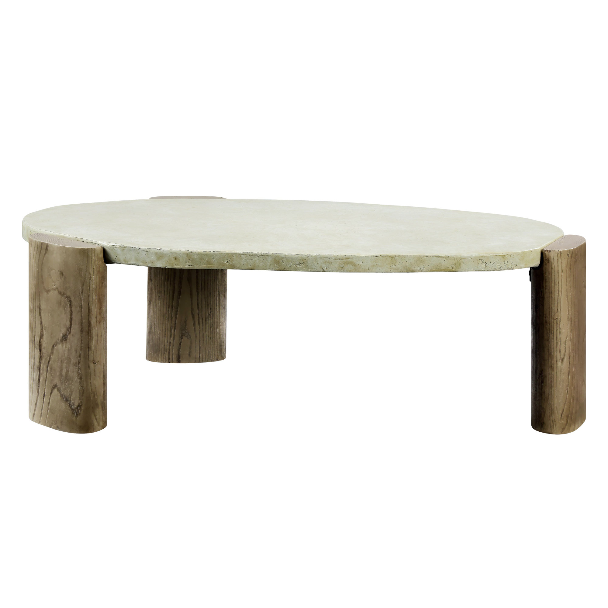 Ivy Bronx Kreg Coffee Table,Oval Table With 3 Legs,Cement Top | Wayfair