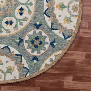 Bungalow Rose Round Rugsa Wool Area Rug with Non-Slip Backing | Wayfair