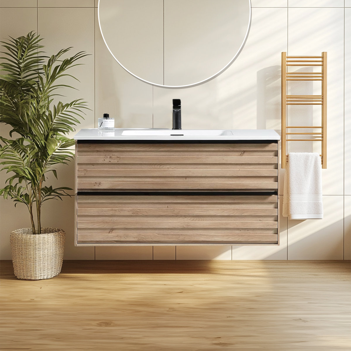 Ebern Designs 30'' Single Bathroom Vanity with Ceramic Top, Wall ...