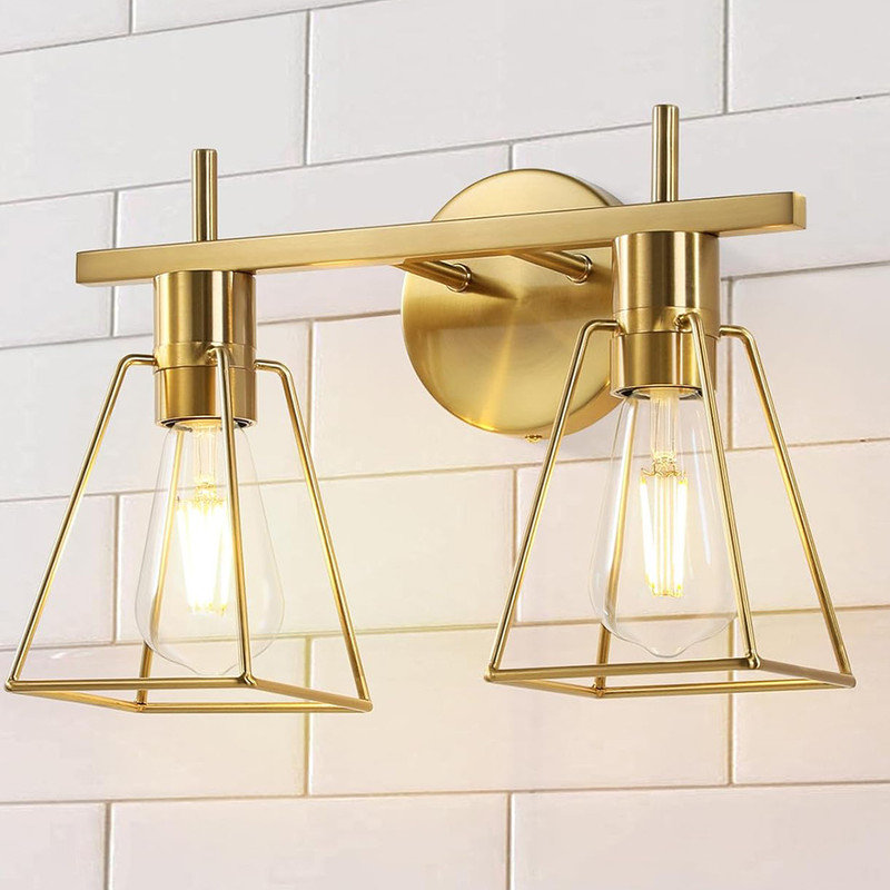 Mercer41 Bathroom Vanity Lights,2 Lights Vintage Metal Cage Wall ...