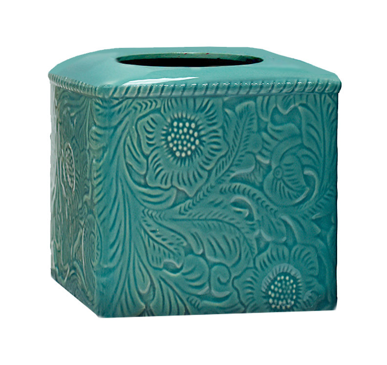 HiEnd Accents Savannah Ceramic Floral Pattern Western Style Tissue Box ...