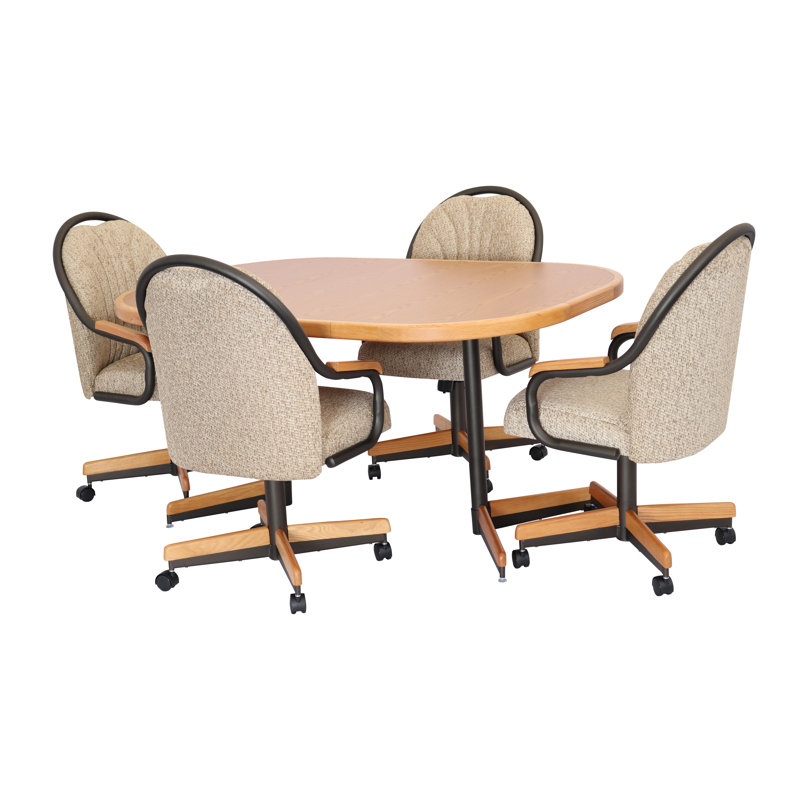 CasterChairCompany 5-Piece Extendable Double-Pedestal Caster Dining Set ...