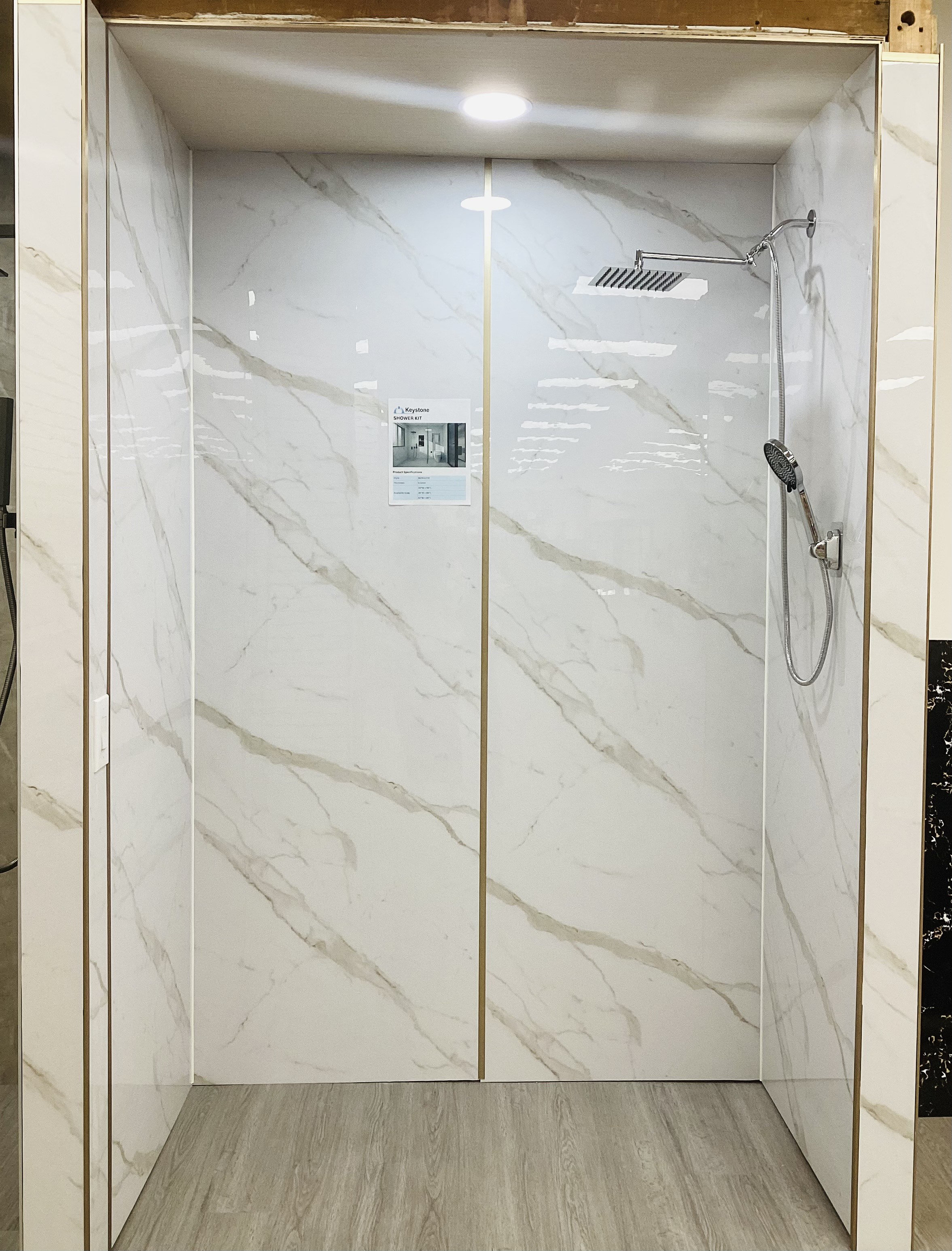 The Keystone Decor 96” Waterproof SPC Shower Wall Panel Kit – 4-Piece ...