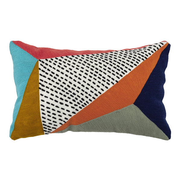 Divine Home Embroidered Triangles Outdoor Lumbar Pillow & Reviews | Wayfair