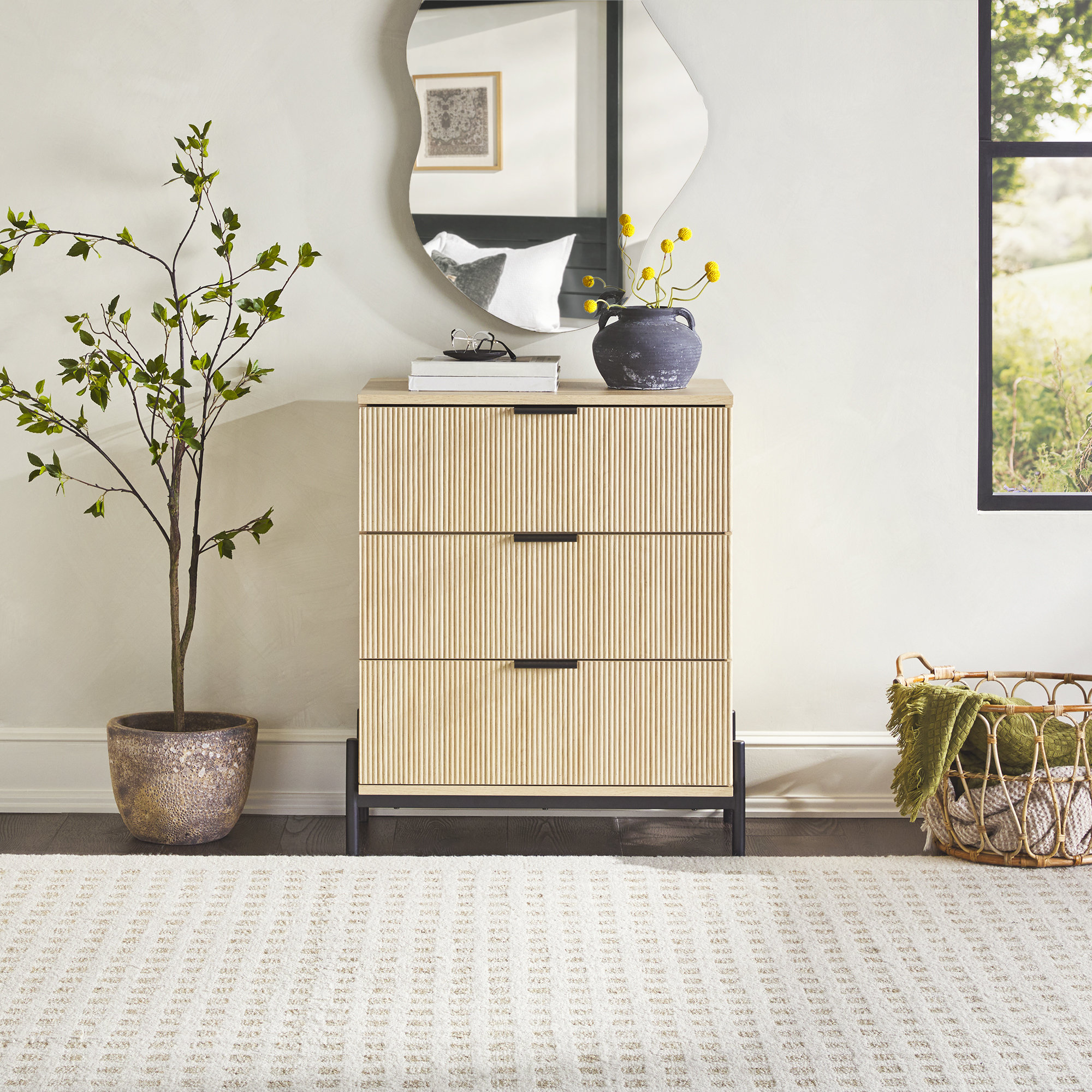 Wade Logan® Camelia Reeded 3-Drawer Dresser & Reviews | Wayfair