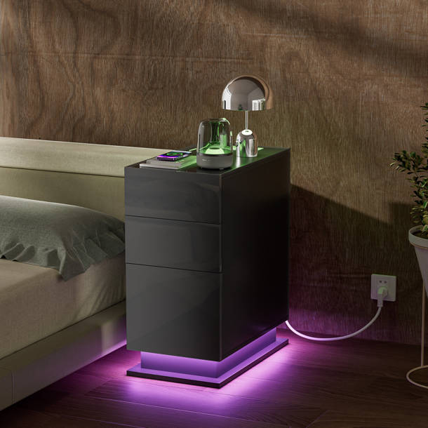 Wrought Studio Embert MDF LED Nightstand with Large Open Storage ...