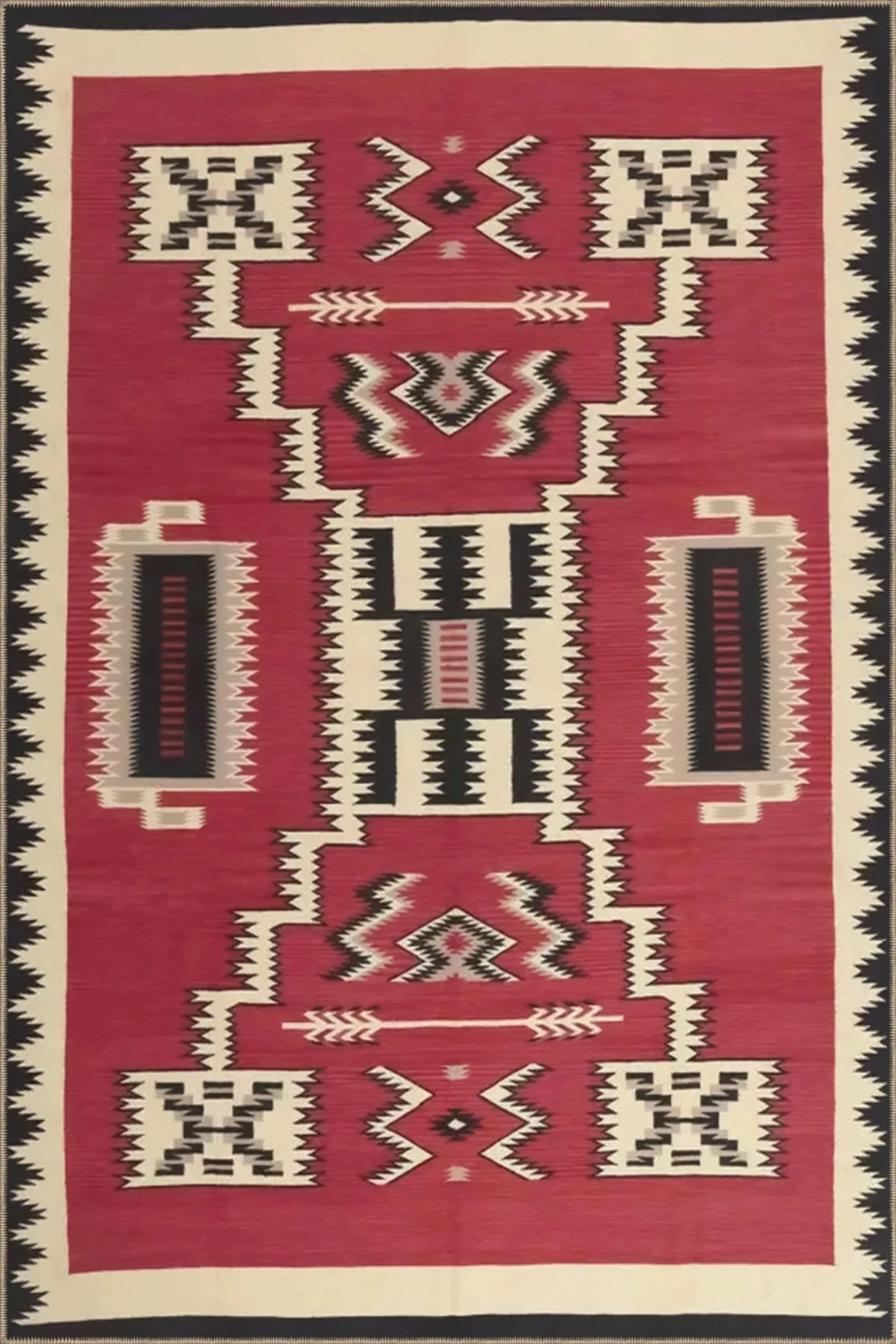 Latitude Run® Red Themed Figure Motif Ethnic Patterned Vintage ...