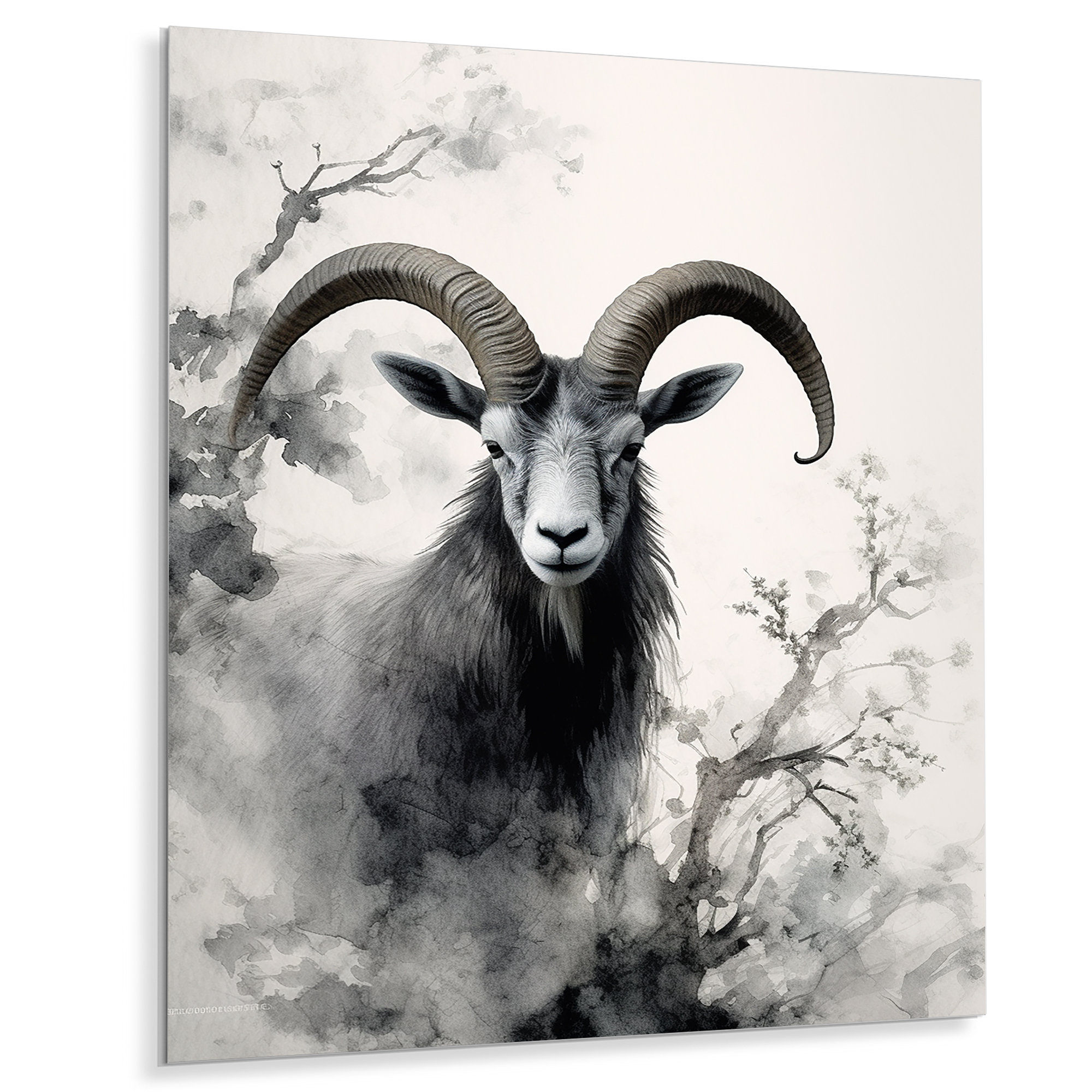 Millwood Pines Asian Art Goat Sumi I - Asian Metal Wall Art Prints ...