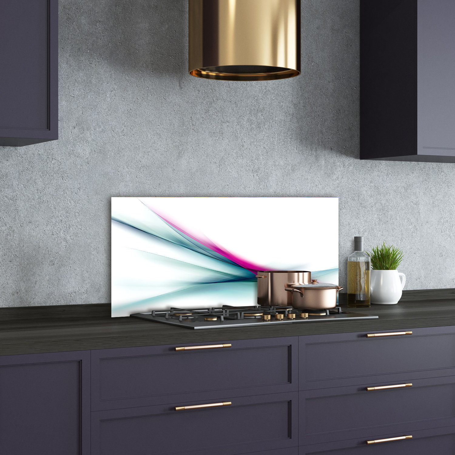 Ivy Bronx Bernardita Waves Abstraction 50cm x 100cm Glass Panel ...
