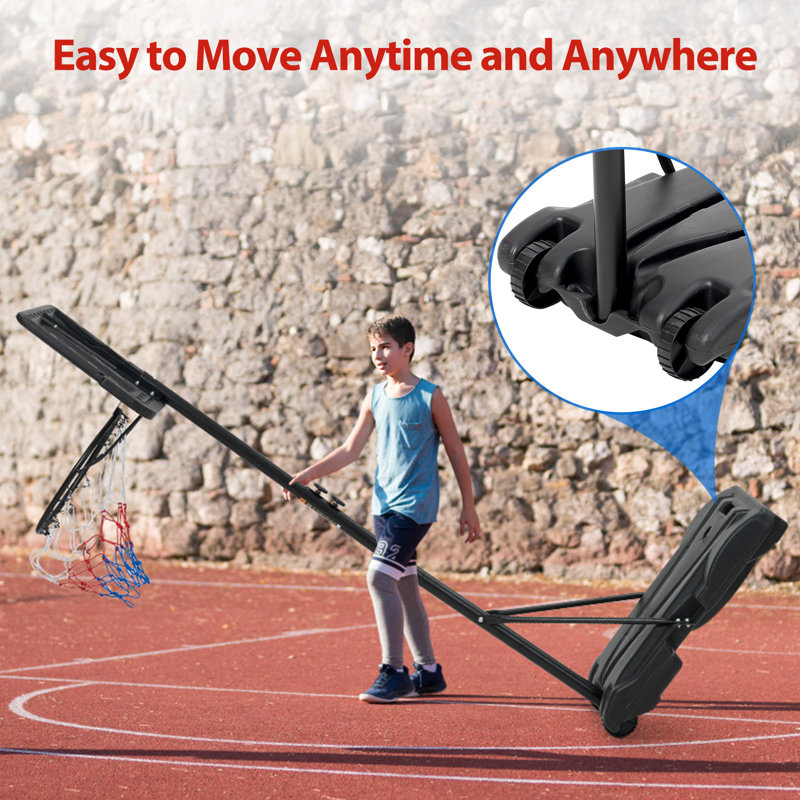 gaomon Adjustable Height 28'' W Plastic Portable Full-Size Basketball ...