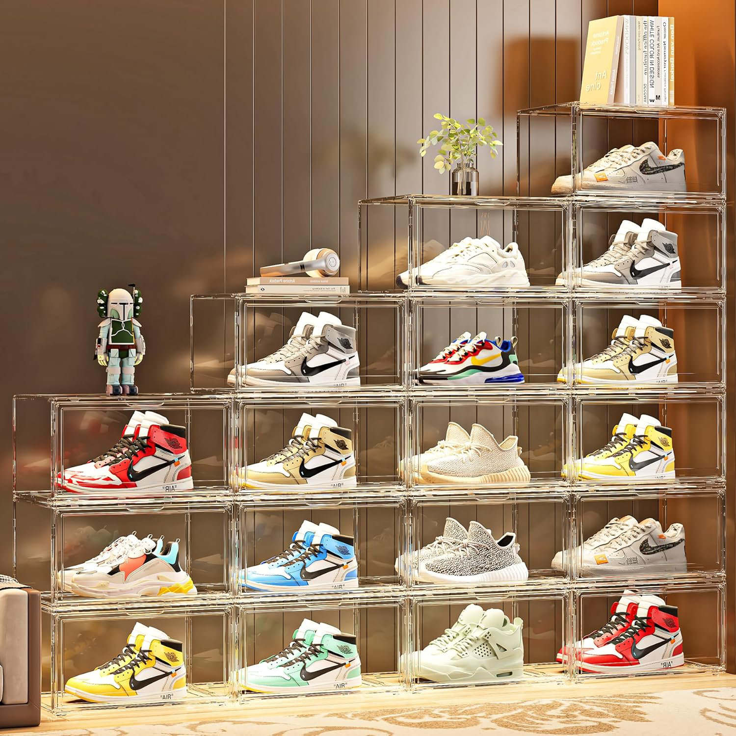 Orren Ellis 12 Pack Clear Acrylic Shoe Boxes - Stackable Sneaker ...