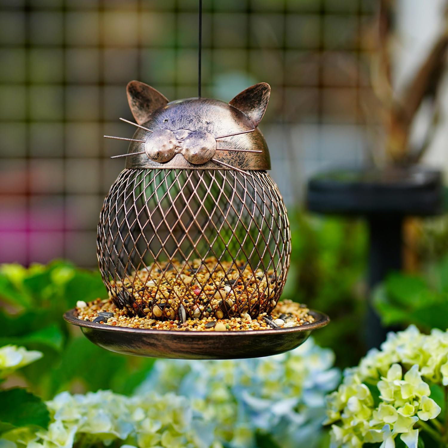 Ophelia & Co. Squirrel-Proof Metal Cat Bird Feeder For Outdoor Hanging ...