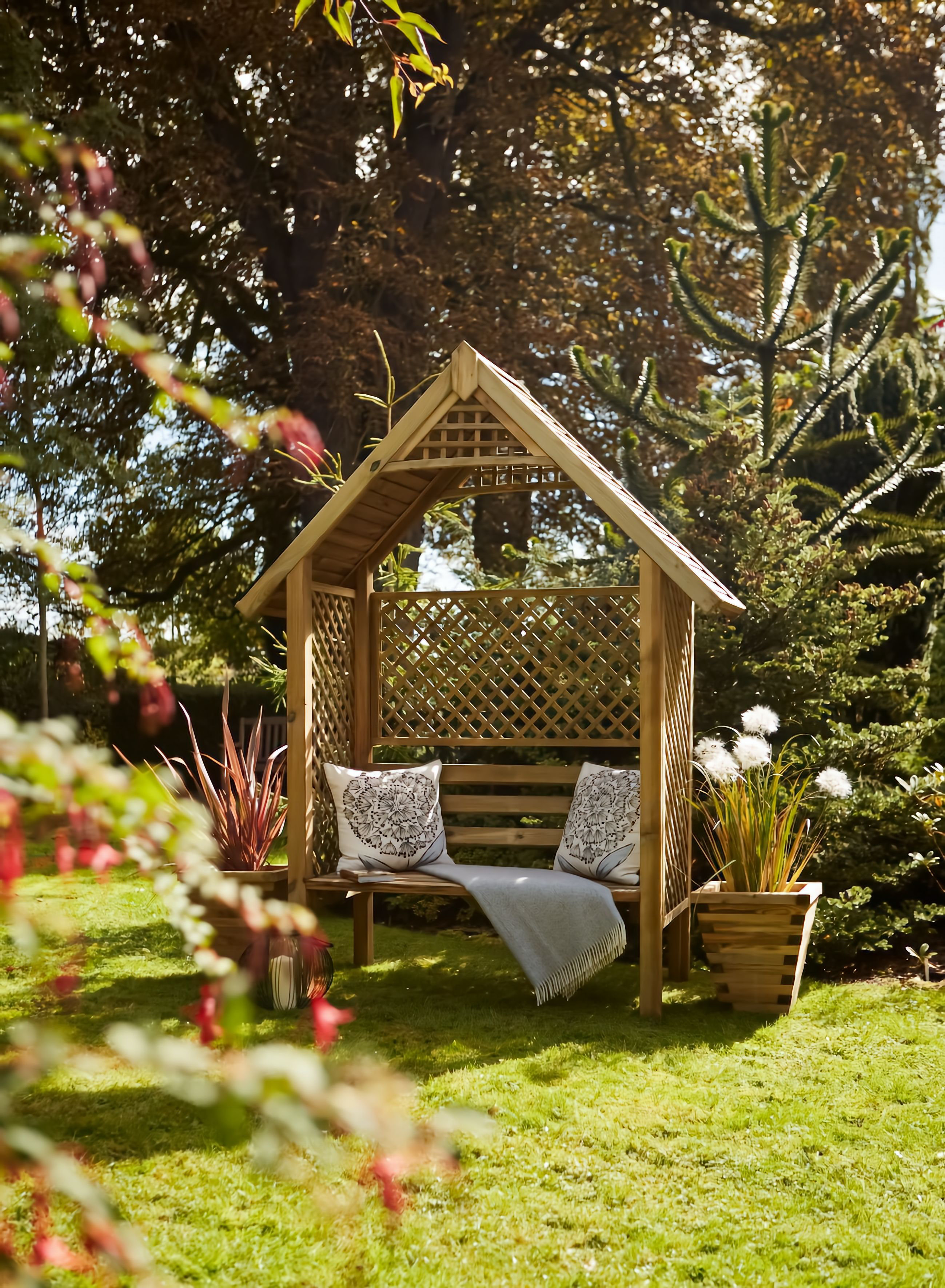 Shire GB Valencia 174cm W x 72cm D Solid Wood Arbour with Bench | Wayfair.co.uk