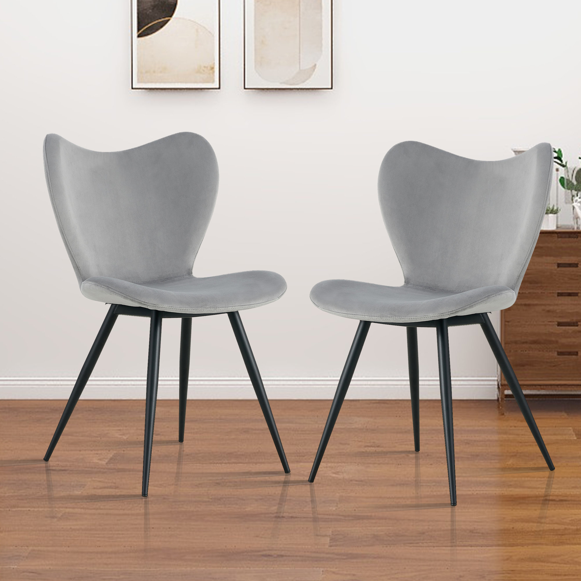 Corrigan Studio® Velvet Dining Chairs Set Of 2, Modern Kitchen Chair ...