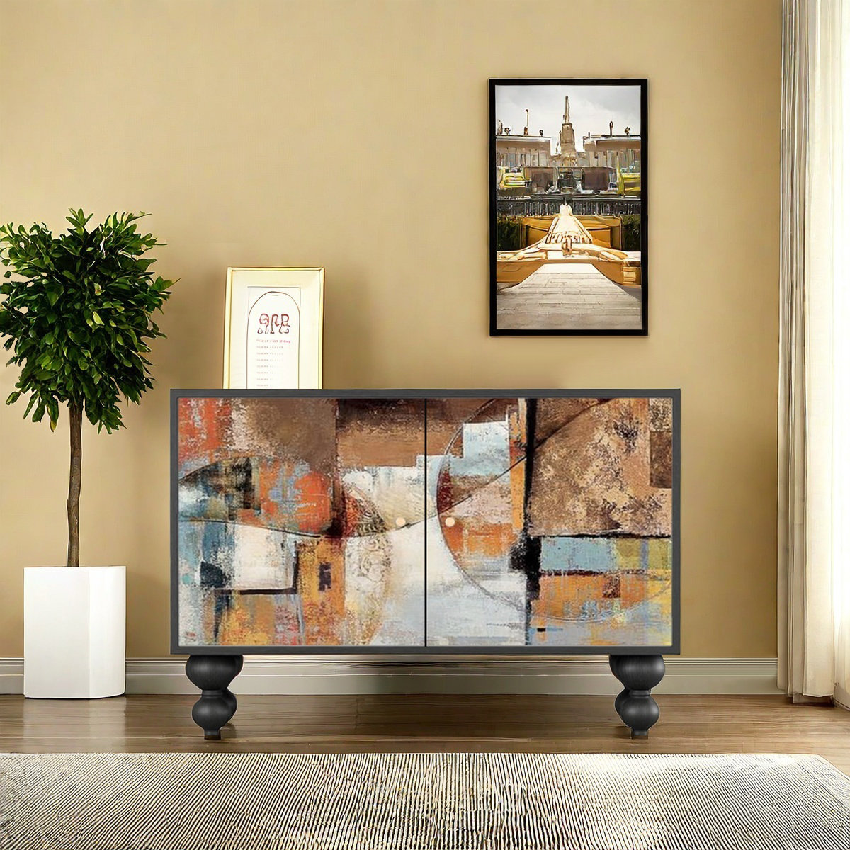 Ruthber Solutions French abstract art patterns decorative cabinet | Wayfair