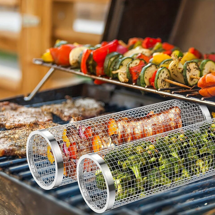 17 Stories Rolling BBQ Grill Basket Cooking Cylinder Net | Wayfair.co.uk