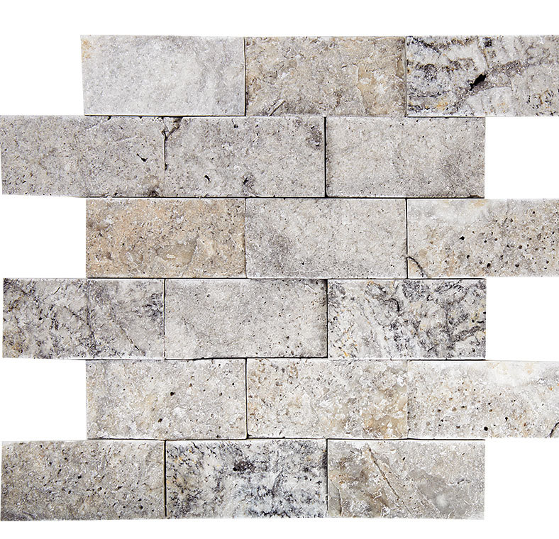 Patara Stone Split Face 2" x 4" Mosaic Tile in Silver & Reviews | Perigold