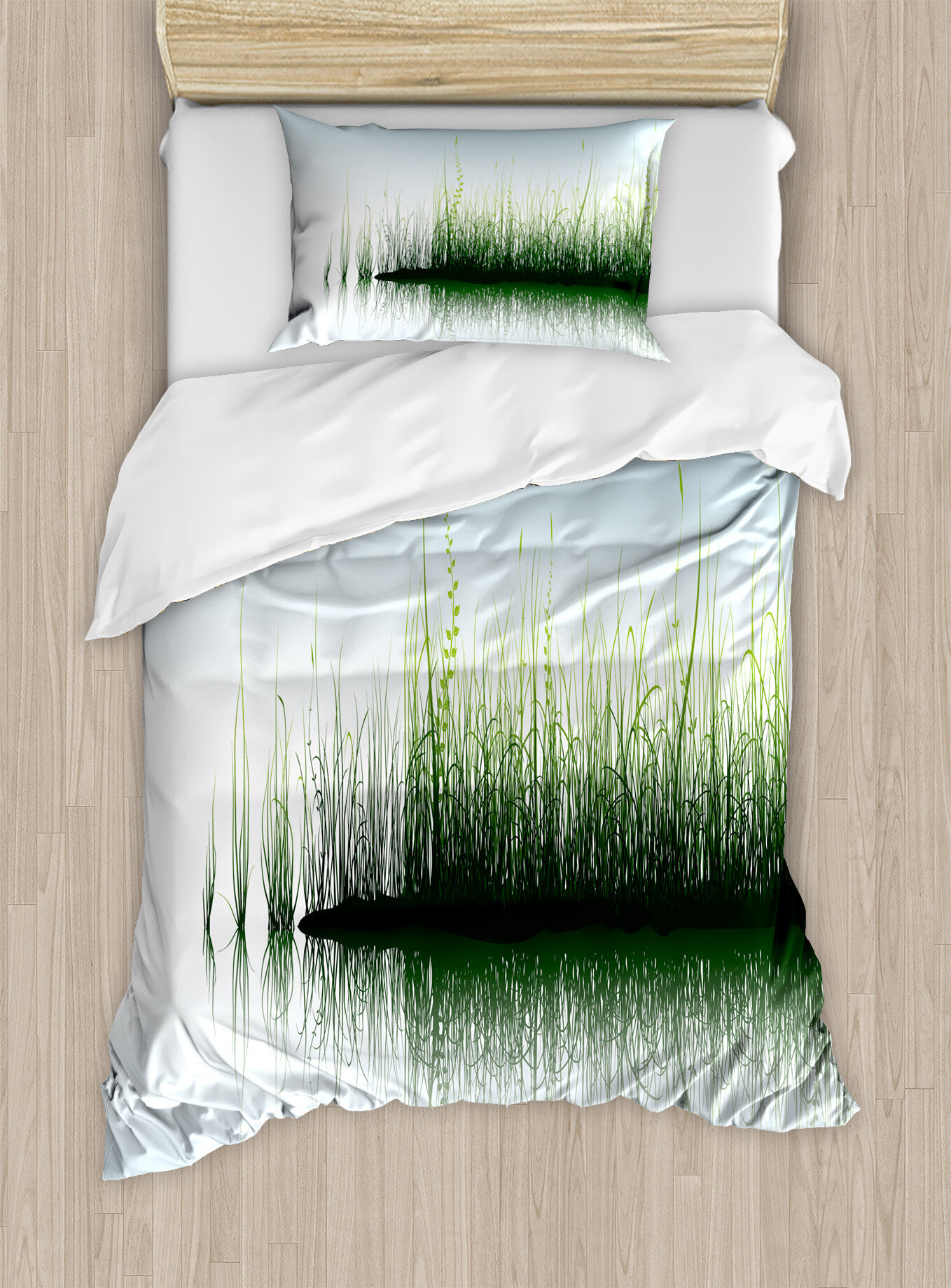 Ambesonne Nature Duvet Cover Set, Spring Time Sunset Lake, Twin, Blue ...