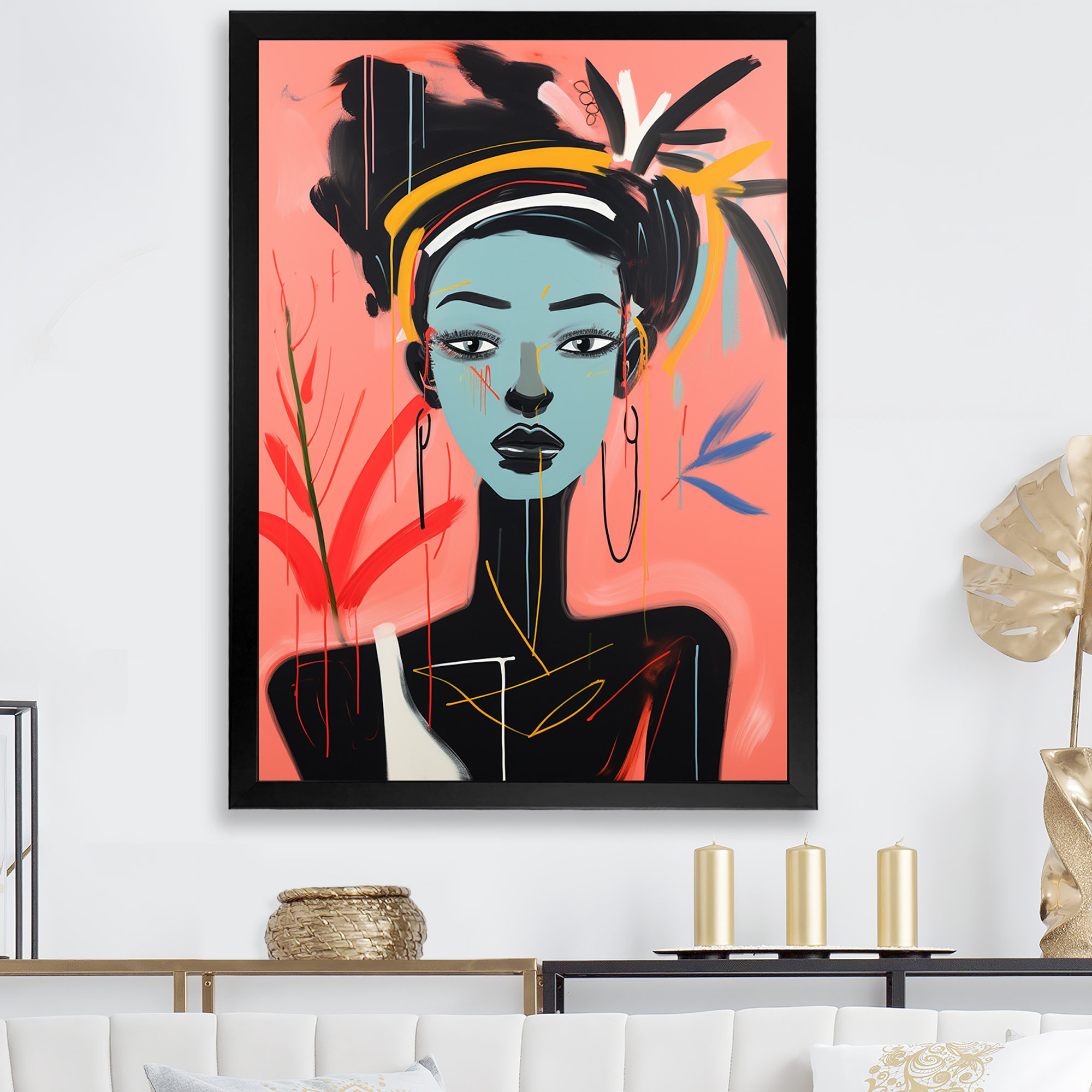 Mercer41 Black & Pink Traditional African Art Portrait III - African American Woman Wall Art ...
